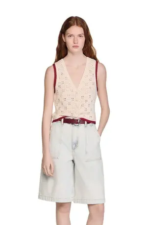 Sandro Crochet-style Cardigan