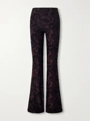 ETRO Etro Paisley-Jacquard Chenille Trimmed Jersey Flared Pants