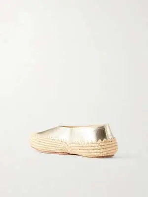 Gabriela Hearst Strength Suede And Raffia Ballet Flats