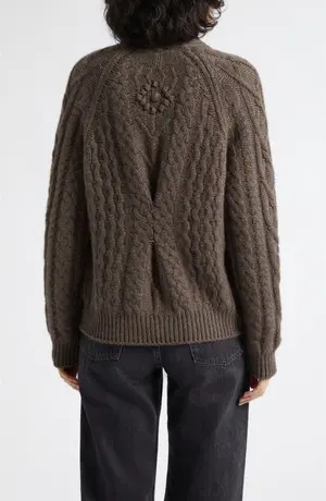Johnstons Of Elgin Mabel Cable Stitch Cashmere V-neck Cardigan
