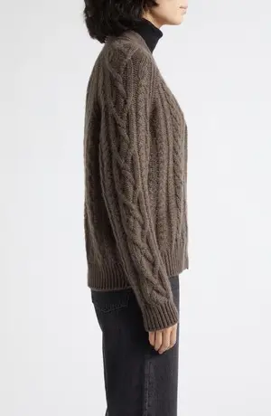 Johnstons Of Elgin Mabel Cable Stitch Cashmere V-neck Cardigan