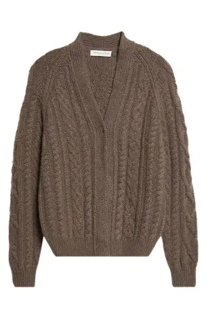 Johnstons Of Elgin Mabel Cable Stitch Cashmere V-neck Cardigan