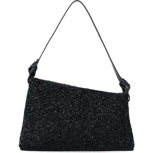 Staud Dani Mini Beaded Leather Shoulder Bag - Black