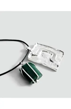 Mango Stone Charm Cord Pendant Necklace