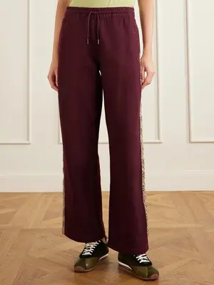 Burberry Jodie Checked Cotton-jersey Track Pants - Burgundy