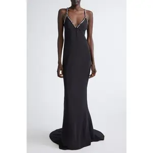 Stella McCartney Jewel Embellished Mermaid Gown With Train - Black