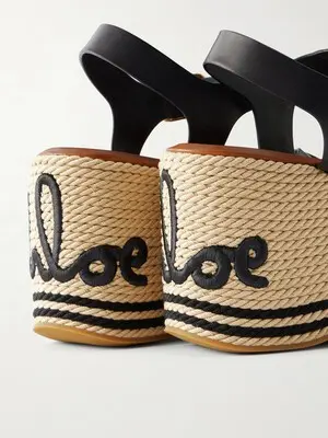 Chloé Leather Platform Sandals With Logo Embroidery