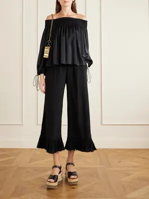 Chloé Leather Platform Sandals With Logo Embroidery