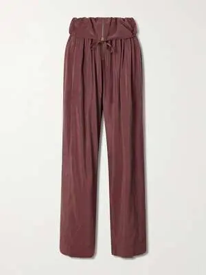 Chloé Silk-blend Wide-leg Pants - Dark Purple