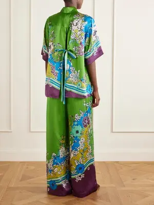 ALEMAIS Nanci Printed Silk-satin Shirt - Green