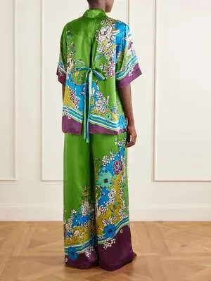 ALEMAIS Nanci Printed Silk-satin Shirt