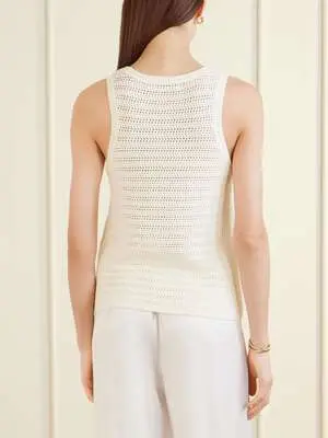 ANINE BING Arie Open-knit Cotton-blend Tank