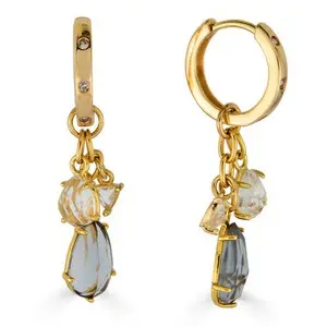 LONI PAUL JEWELRY Gemstone Charm Huggie Earrings - Gold