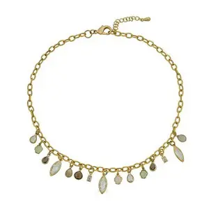 LONI PAUL JEWELRY Single Strand Gemstone Charm Necklace - Gold