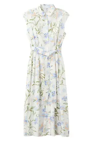 Mango Floral Print Midi Shirtdress