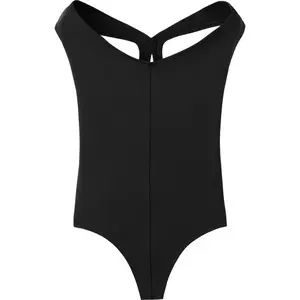 Mango Fitted Open Back Bodysuit - Black