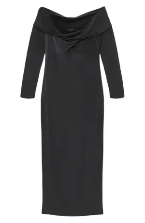 ALLSAINTS Delta Off The Shoulder Long Sleeve Maxi Dress
