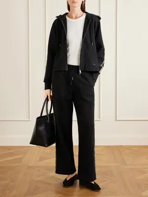 Burberry Harper Checked Cotton-jersey Zip-up Hoodie - Black
