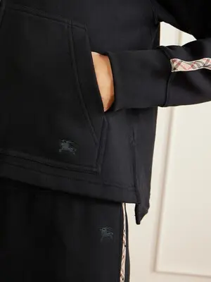 Burberry Harper Checked Cotton-jersey Zip-up Hoodie - Black