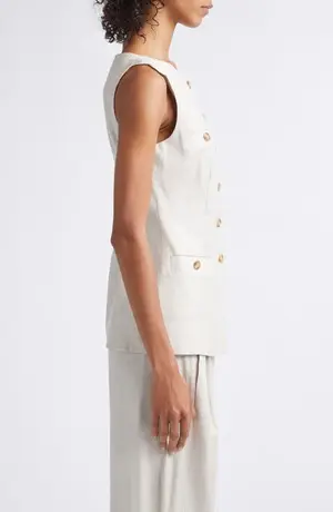 TOCCIN Amra Bateau Neck Linen Blend Vest