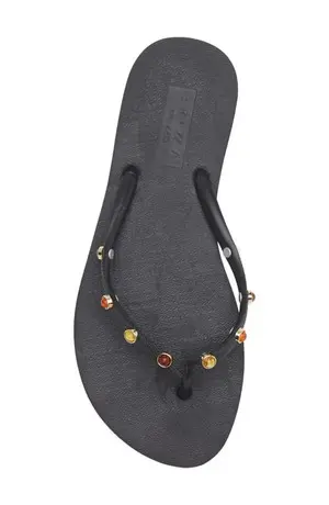 BRIZZA Stone Embellished Flip Flop - Black
