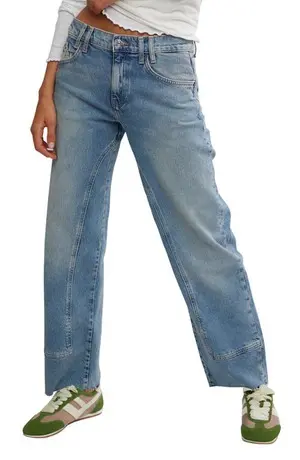 Free People We The Free Risk Taker Raw Hem Straight Leg Jeans - Mantra