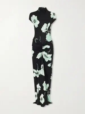 Alaïa Jersey Floral-print Maxi Dress - Black