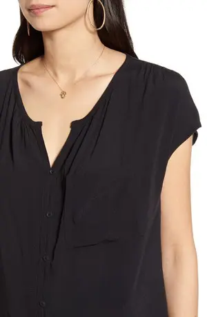 Treasure & Bond Print Button Front Top