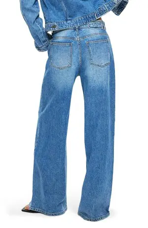 Desigual Floral Embroidered Butterfly Appliqué Wide Leg Jeans
