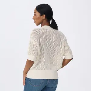 Krimson Klover Tansy Short Sleeve Pointelle Henley Sweater