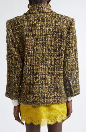 Saint Laurent Wool Blend Tweed Single-button Blazer