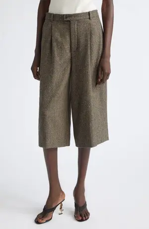 Saint Laurent Wool Herringbone Culottes