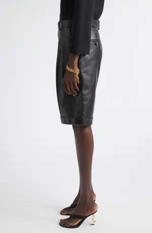 Saint Laurent Lambskin Leather Bermuda Shorts