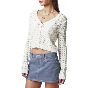 FLORENCE BY MILLS Textured Knit Cropped Cardigan - Jet Stream
