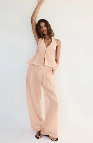 Mango Stripe Tie Front Halter Top