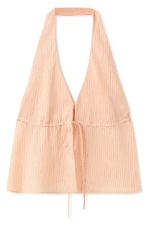 Mango Stripe Tie Front Halter Top