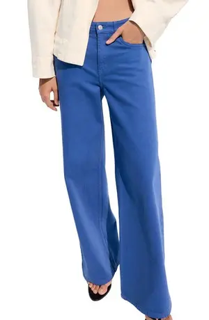 Mango Low Rise Wide Leg Jeans - Blue