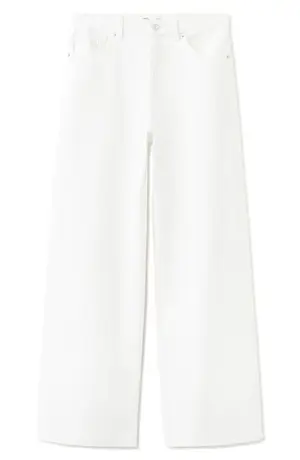 Mango Low Rise Wide Leg Jeans - White
