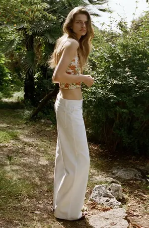 Mango Low Rise Wide Leg Jeans