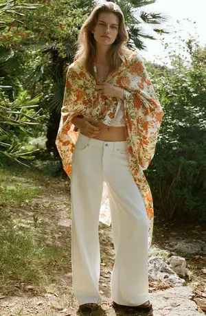 Mango Low Rise Wide Leg Jeans