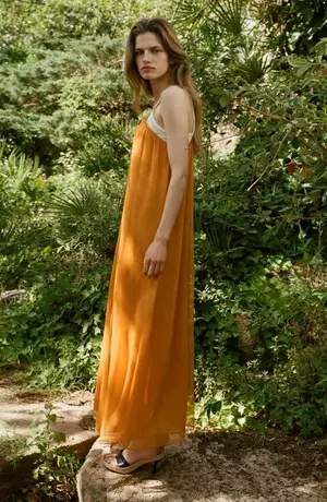 Mango Flowy Chiffon Maxi Dress