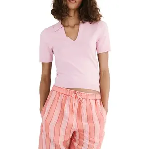 Mango MANGO Johnny Collar Knit Polo Pink