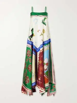 ALEMAIS Tangible Silk-twill Midi Dress - Multi