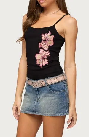 EDIKTED Sylvanna Sequin Floral Camisole