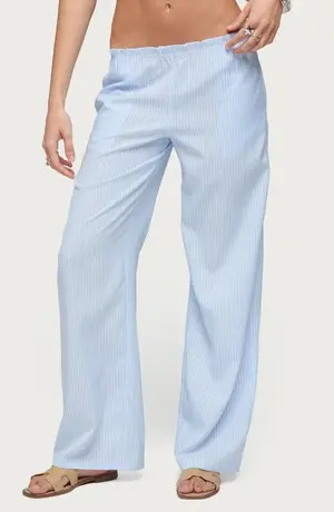 EDIKTED Cersei Stripe Low Rise Straight Leg Pants