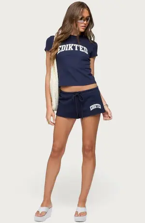 EDIKTED Sporty Babe Drawstring Micro Shorts
