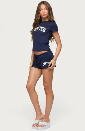 EDIKTED Sporty Babe Drawstring Micro Shorts