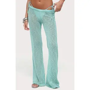 EDIKTED Bena Knit Flare Pants - Turquoise