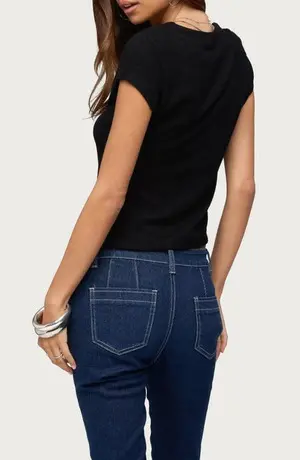 EDIKTED Blaunca Asymmetric Knit Crop Top