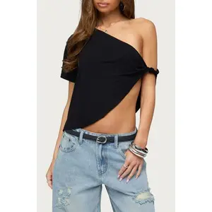 EDIKTED Asymmetric One-shoulder Top - Black